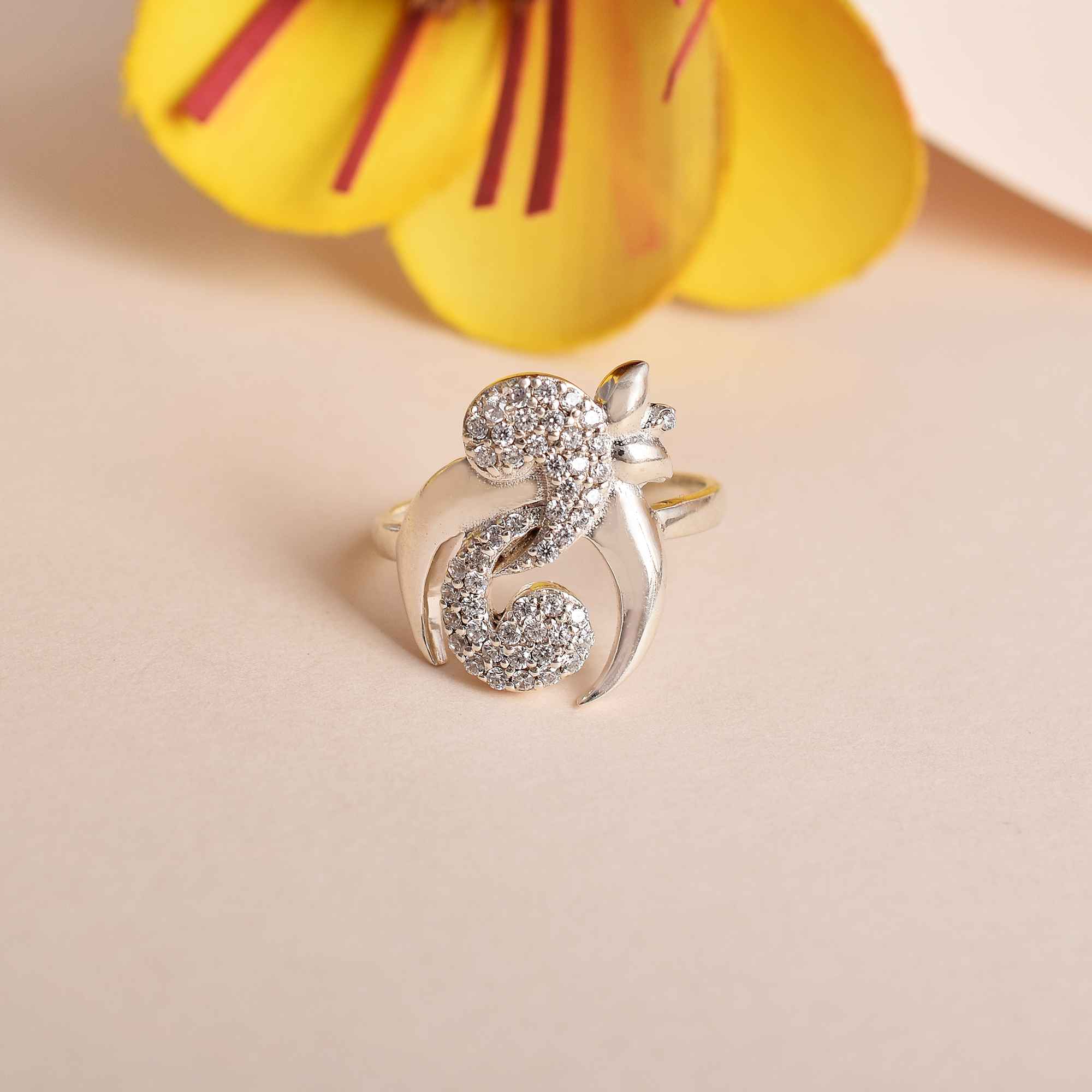 Royal Peacock Cubic Zirconia Silver Finger Ring – MCJ Jewels